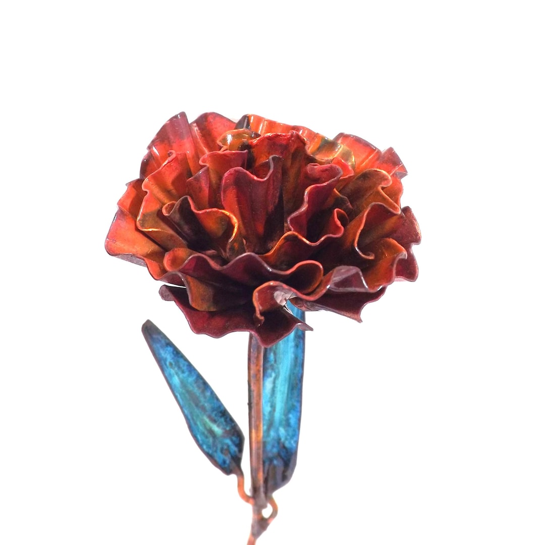 Copper Carnation, Sculpture Flower, Small Size Single Stem Flower and ...