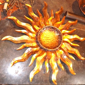 Copper Sun, Sun Wall Sculpture, Sun Star Wall Hanging Art, 28" Diameter ...
