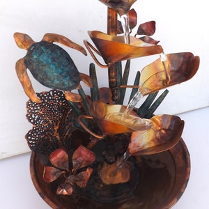 Sea Turtle Copper Water Fountain, Coral Reef Decor, Small Size - Etsy