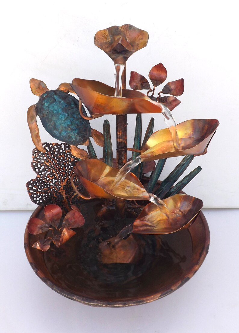 Sea Turtle Copper Water Fountain, Coral Reef Decor, Small Size - Etsy