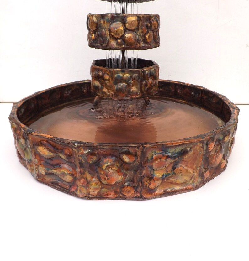 Copper Tabletop Fountain Circle Orbs Rain Cascade Waterfall - Etsy