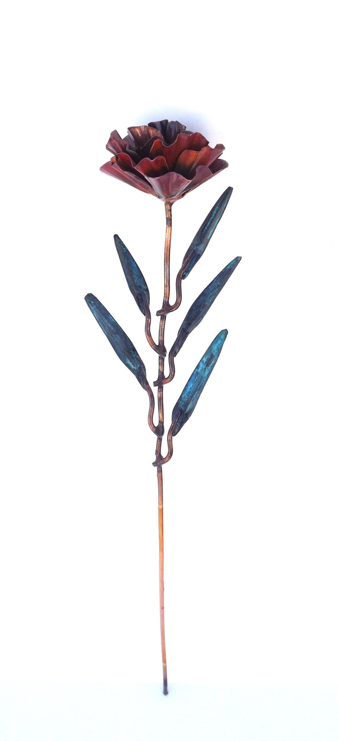 Copper Carnation, Sculpture Flower, Small Size Single Stem made/created ...