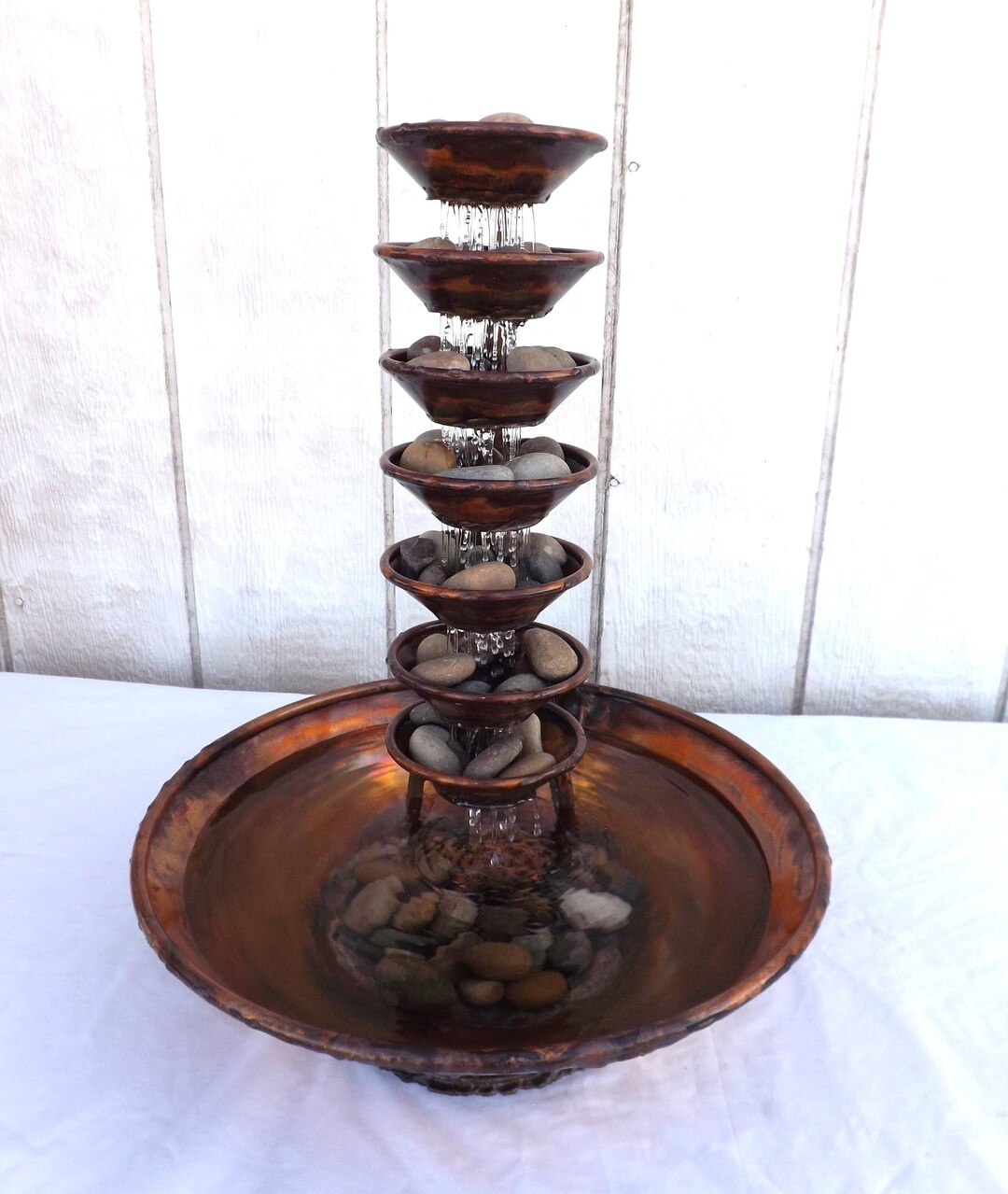 Copper Rain Cascade Large Tall Table Size Water Fall Fountain (made ...