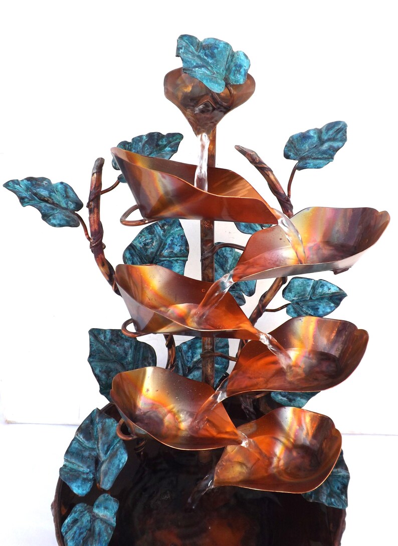 Copper Branches With Hand Hammered Leaves, Large Tabletop Water ...
