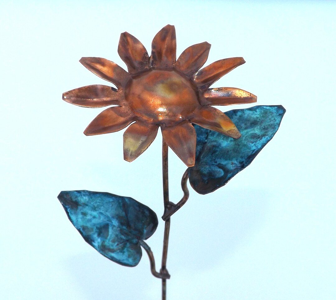 Copper Sunflower Small Single Stem Decorative Flower Sculpture (made ...