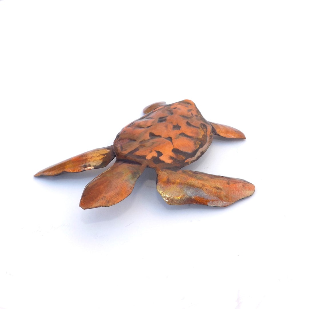 Copper Sea Turtle Hatchling, Baby, Figurine Sculpture, Solid Heavy ...