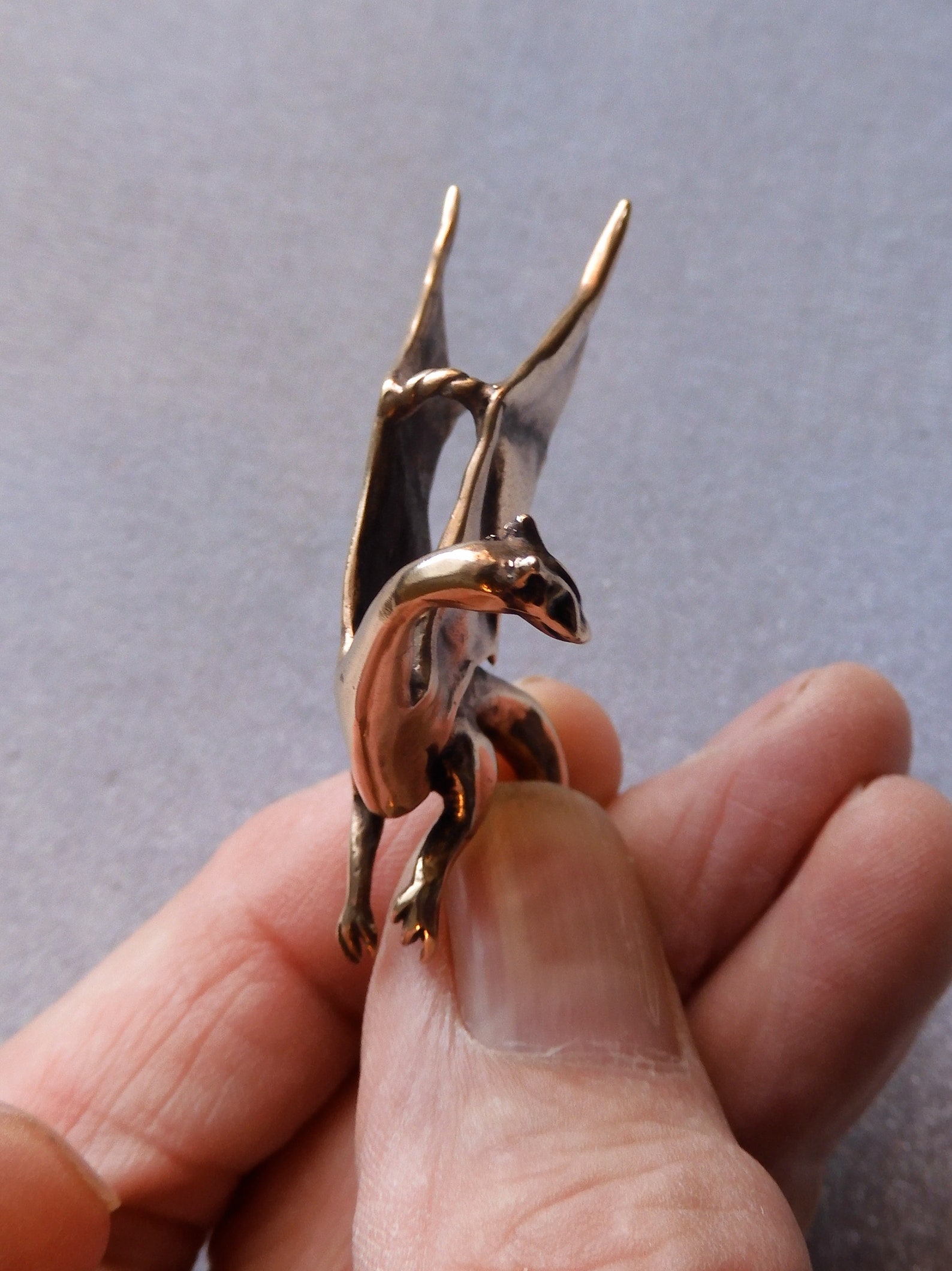 Finger Dragon or Perching Dragon Pendant in Bronze - Etsy