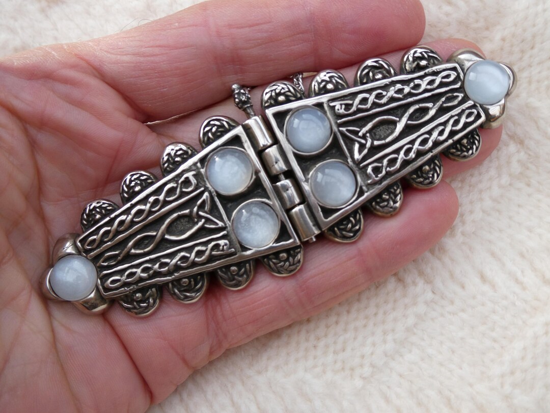White Bronze Cloak Clasp With Moonstone - Etsy