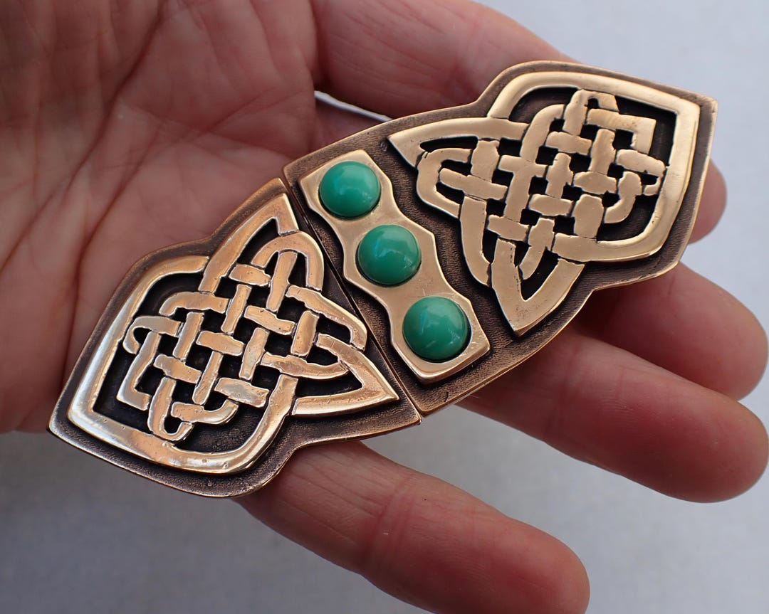 Bronze Cloak Clasp With Chrysoprase - Etsy