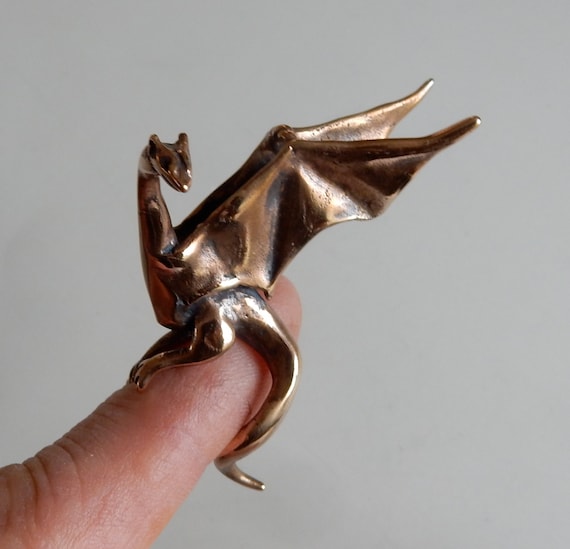 Finger Dragon or Perching Dragon Pendant in Bronze - Etsy
