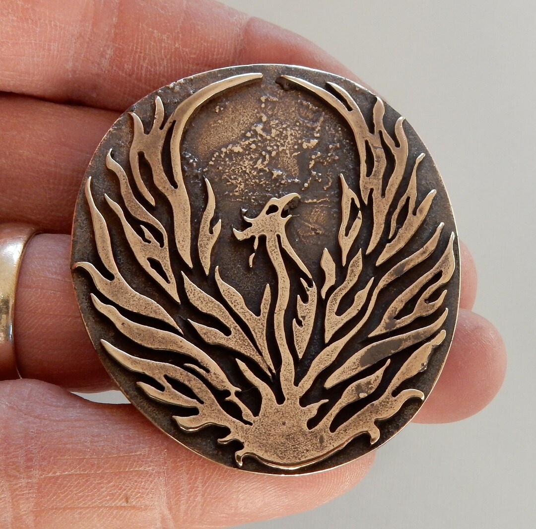 Phoenix Pendant or Brooch in Bronze - Etsy