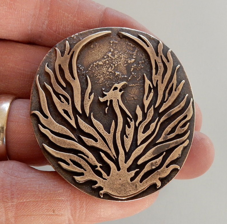 Phoenix Pendant or Brooch in Bronze - Etsy