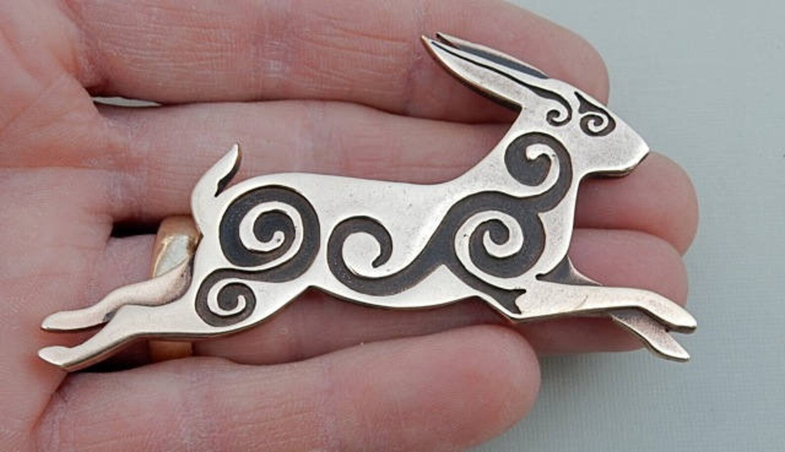 Large Rabbit Brooch or Pendant in Bronze - Etsy