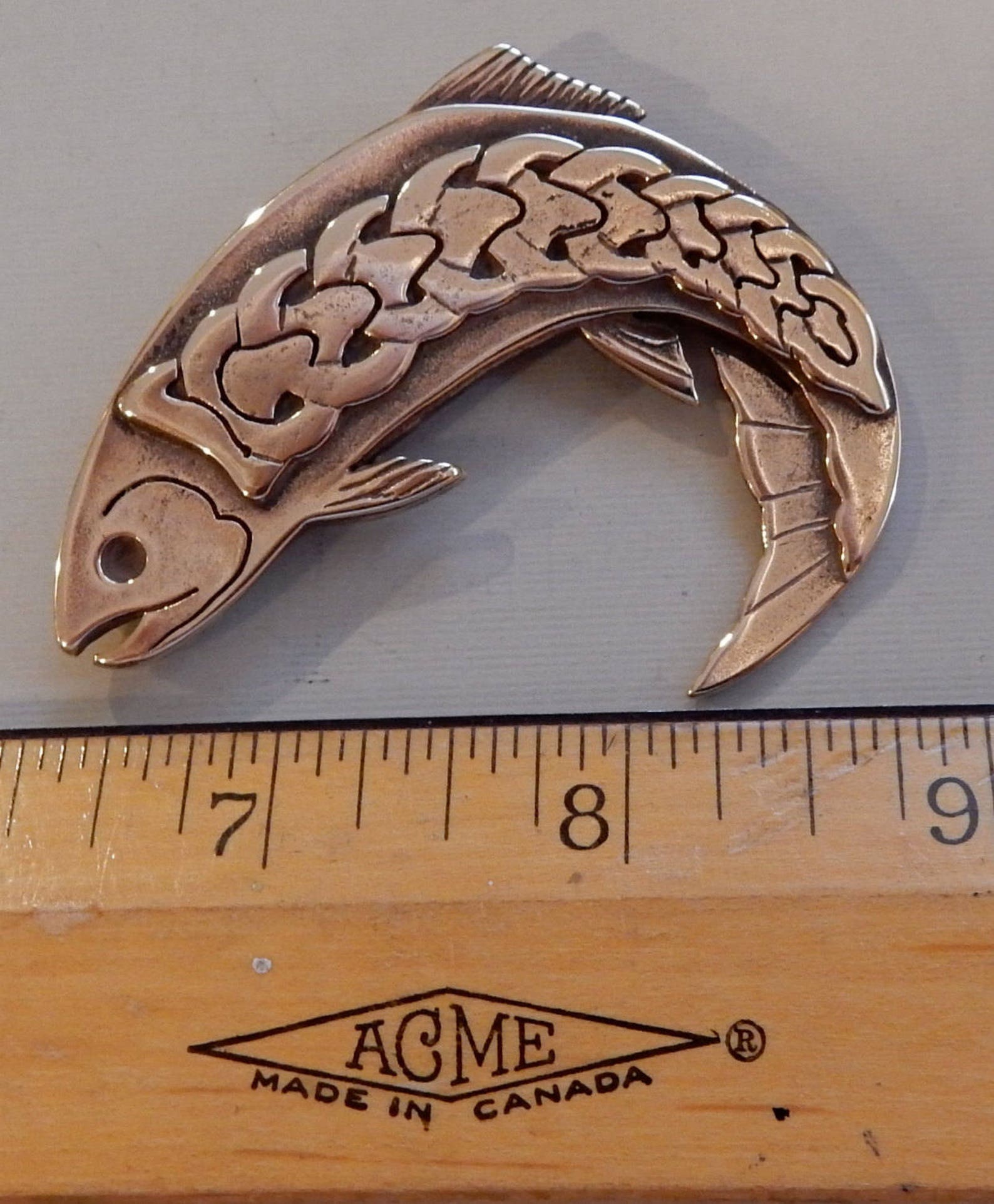 Celtic Salmon of Knowledge Brooch or Pendant in Bronze | Etsy