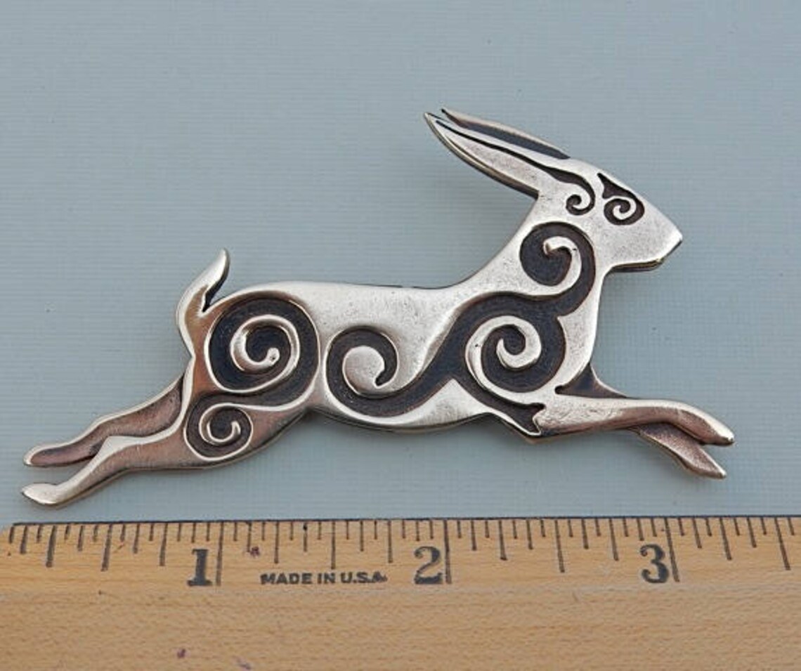 Large Rabbit Brooch or Pendant in Bronze - Etsy