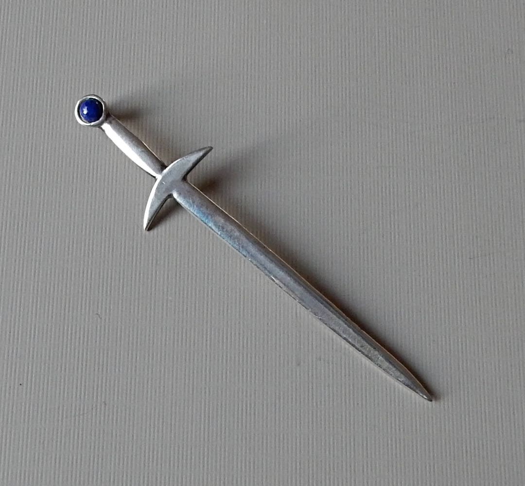 Sterling Silver Sword With Lapis or Garnet - Etsy