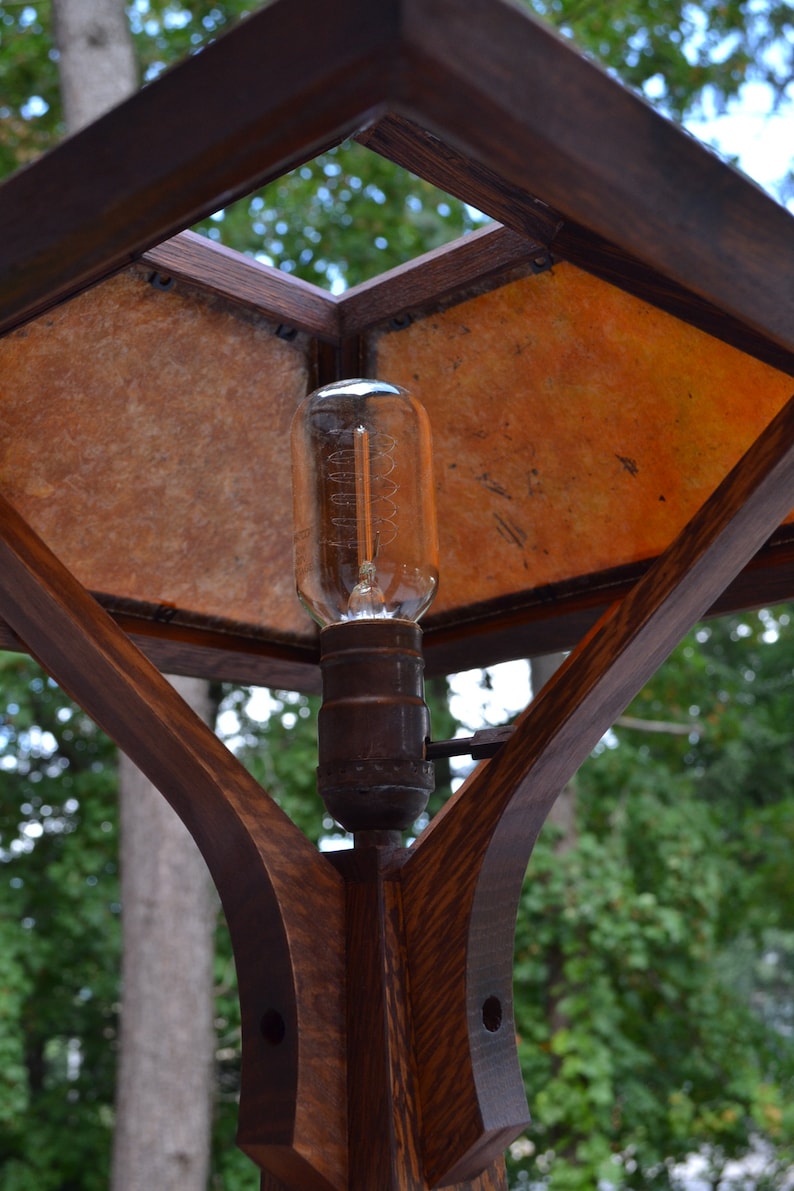 Mission Craftsman Style Oak and Mica Table Lamp - Etsy