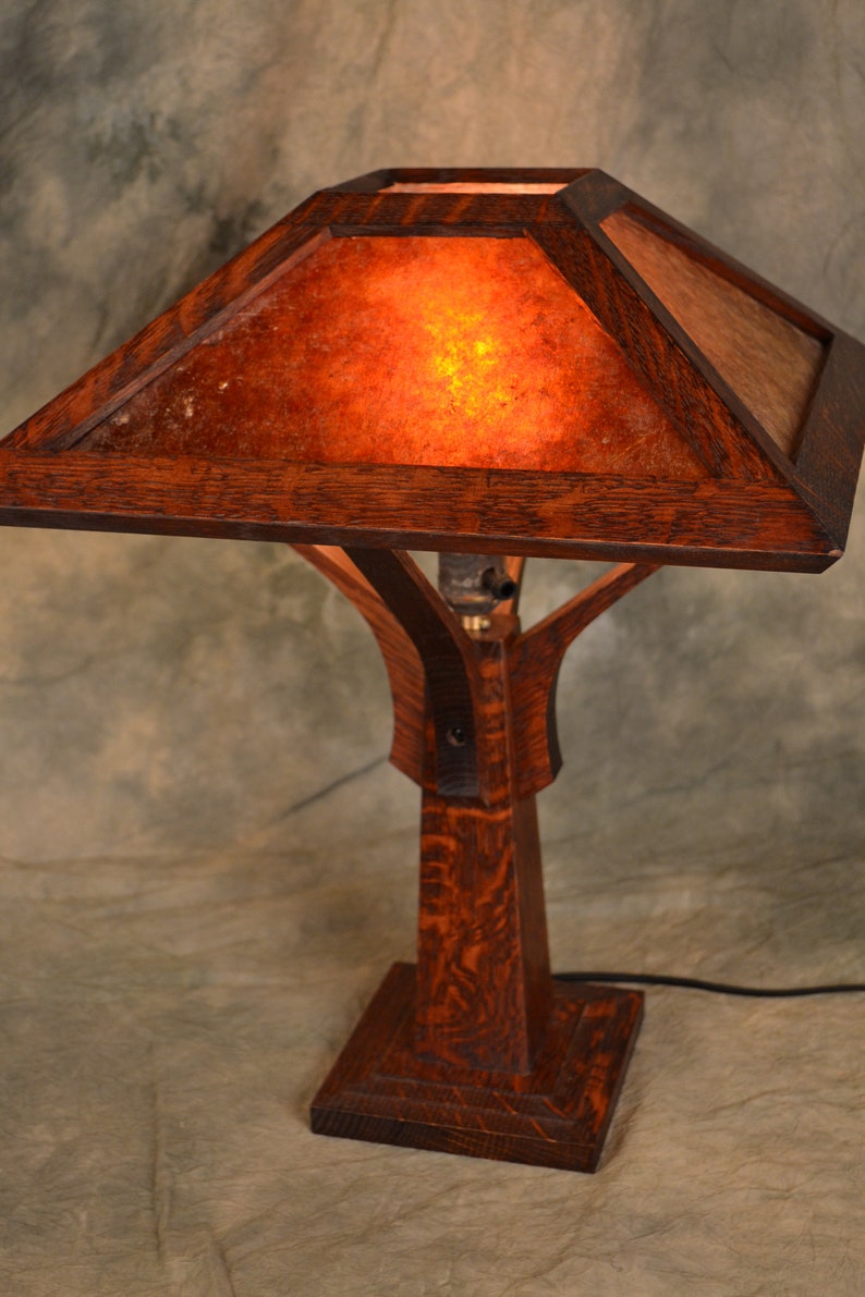 Mission Craftsman Style Oak and Mica Table Lamp - Etsy