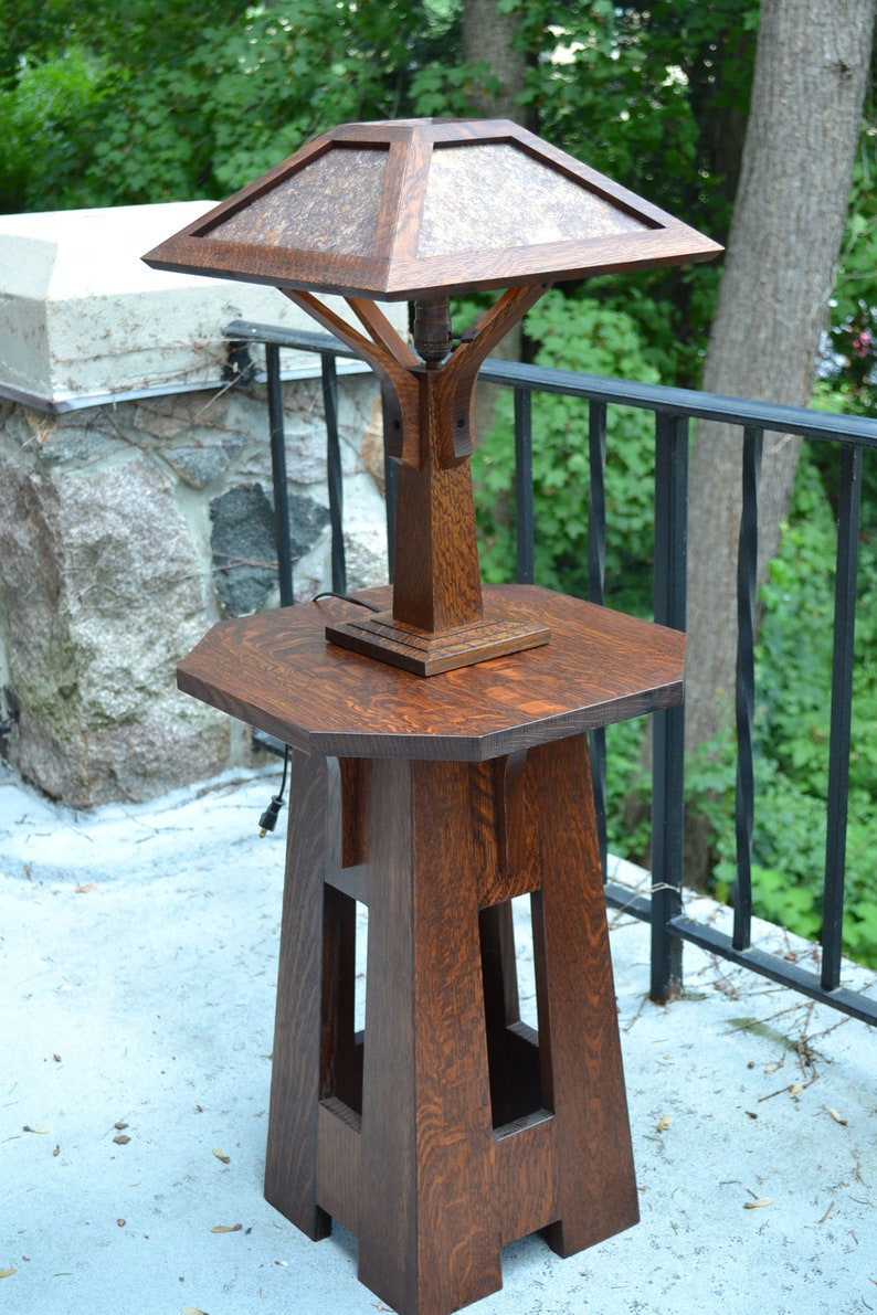 Mission Craftsman Style Oak and Mica Table Lamp - Etsy