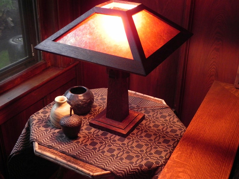 Mission Craftsman Style Oak and Mica Table Lamp - Etsy