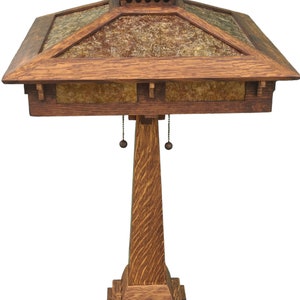 Handmade Prairie Craftsman Table Lamp: Mission Style Oak, Mica Shade - Etsy