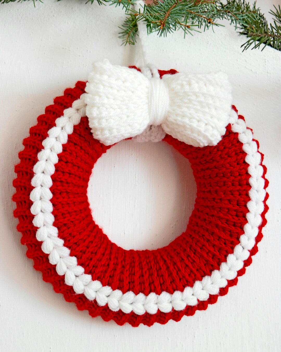 Crochet Pattern for a Christmas Door Wreath. English+german. Pattern ...