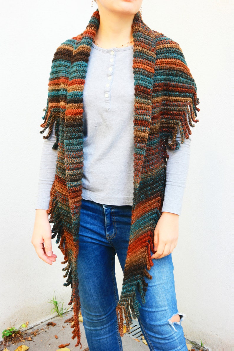 Crochet Pattern in English+german. Triangle Shawl Made in One Piece ...