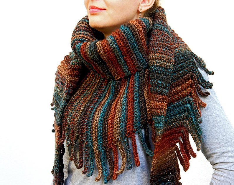 Crochet Pattern in English+german. Triangle Shawl Made in One Piece ...