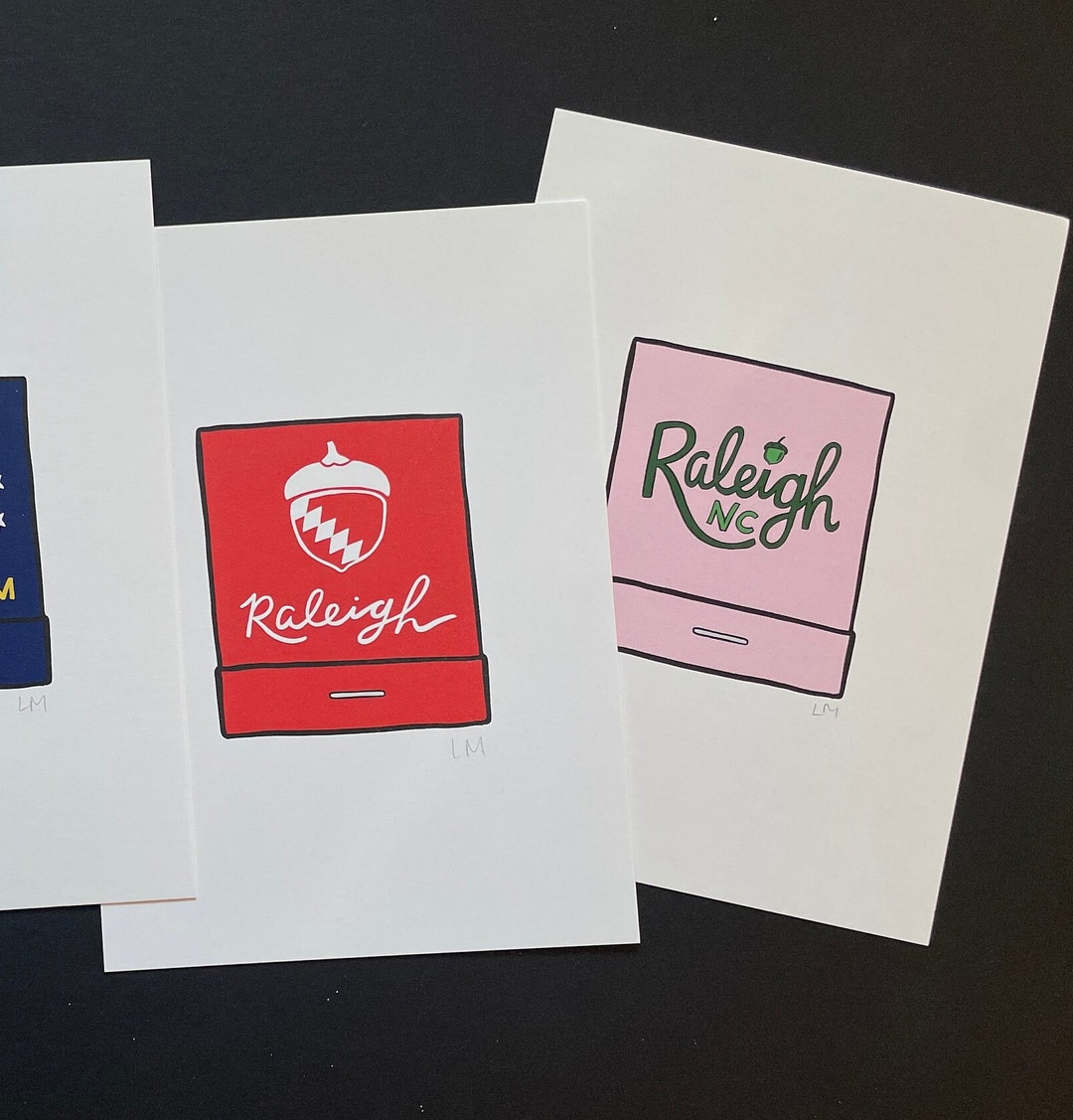 Raleigh Matchbook Print | Raleigh NC | North Carolina Art - Etsy