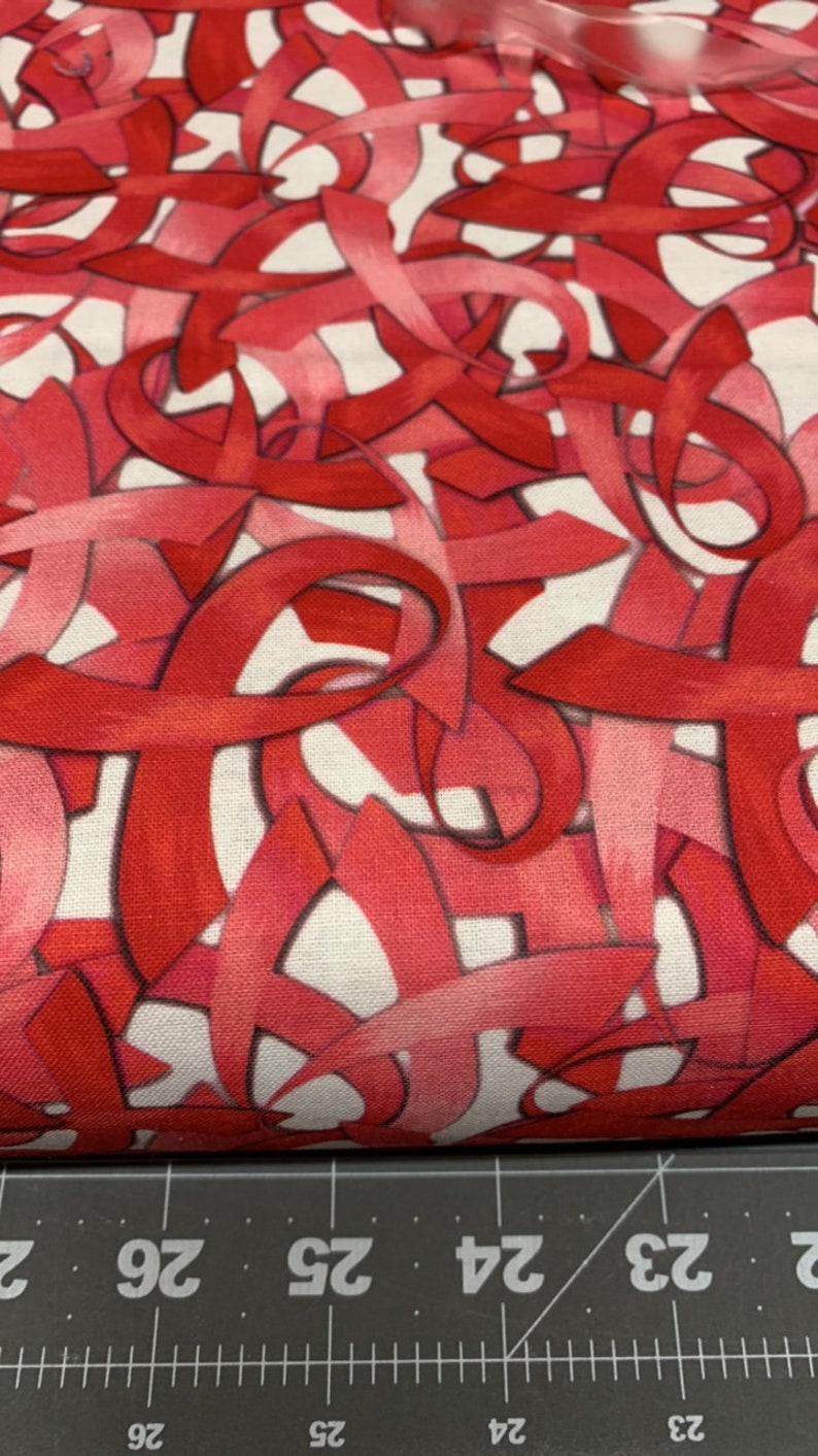 David Textiles Cancer Awareness Pink Ribbons White Background 100% ...
