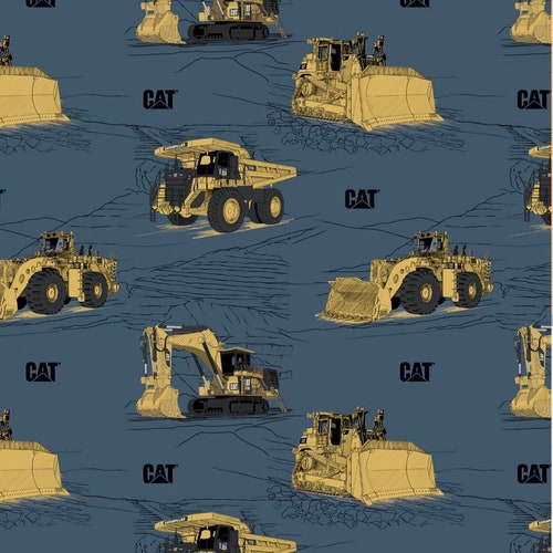 CAT Caterpillar Construction 100% Cotton Fabrics by Riley - Etsy