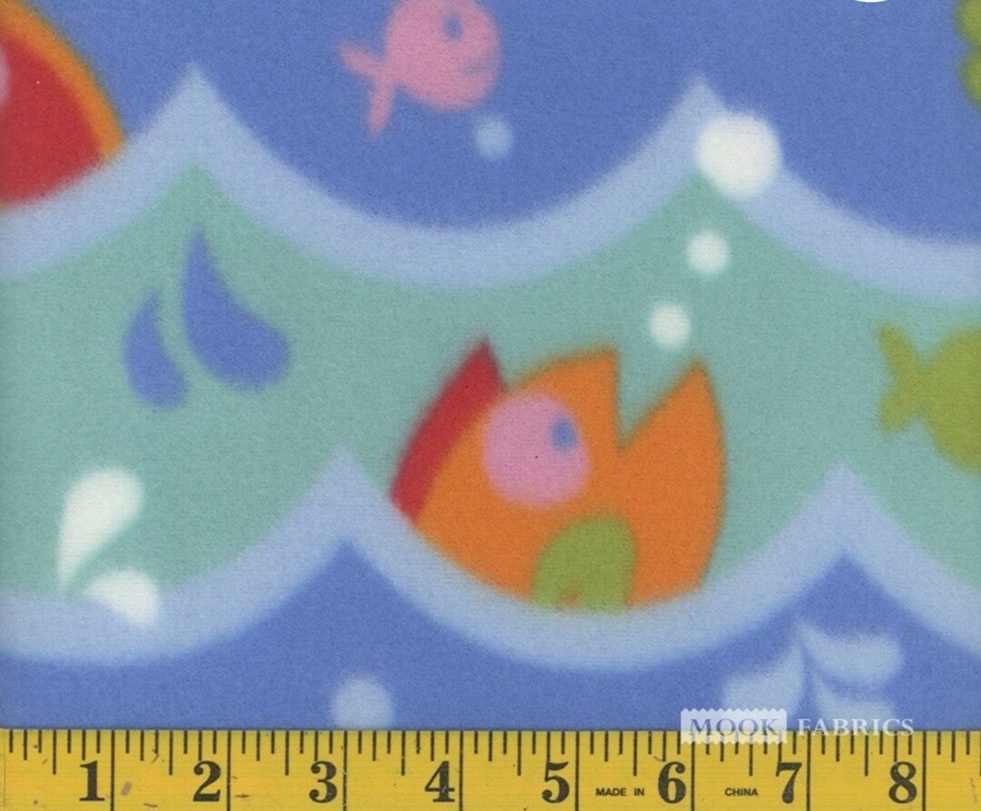 FLEECE Mook Polar Fleece Fish With Wave 100% Polyester Fabric - Etsy