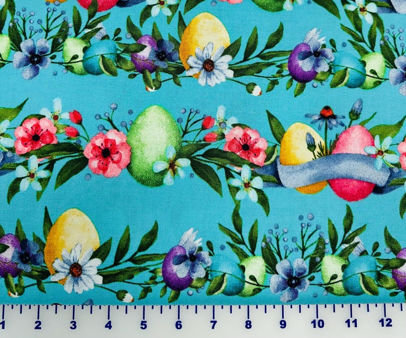David Textiles Easter Egg Stripes Blue DT040425 Cotton Fabric - Etsy