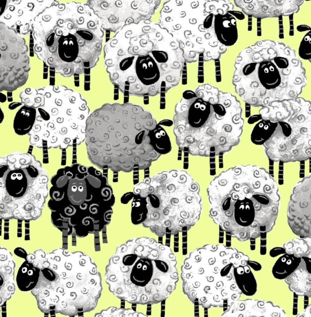 Clothworks Suzybee Lewe the Ewe Allover Sheep WSBSB20230-810 Green ...