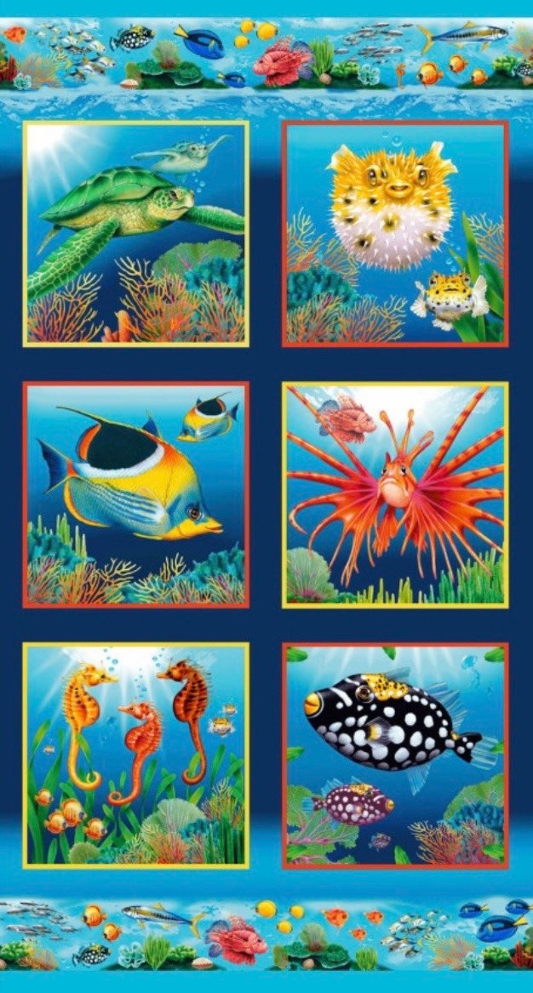 Studio E Coral Reef Blocks 24” Panel SEF7143-17 Cotton Fabric - Etsy