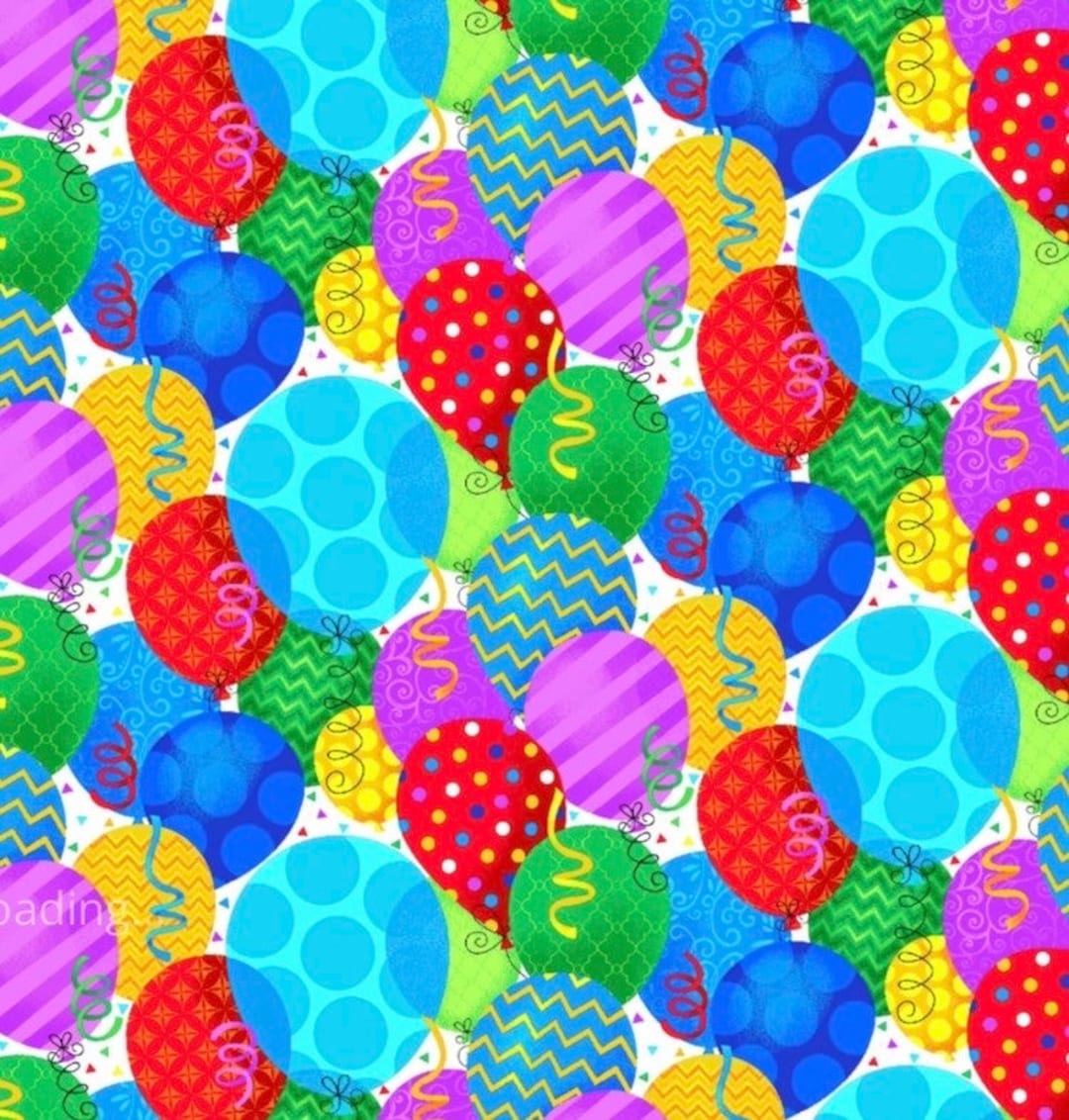 Studio E Party Time Happy Birthday Packed Balloons 100% Quilt - Etsy