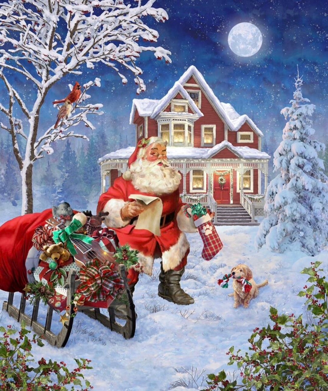 Panel Hoffman Ol St. Nick Santa's Arrival December V5206H-597 35x45” - Etsy