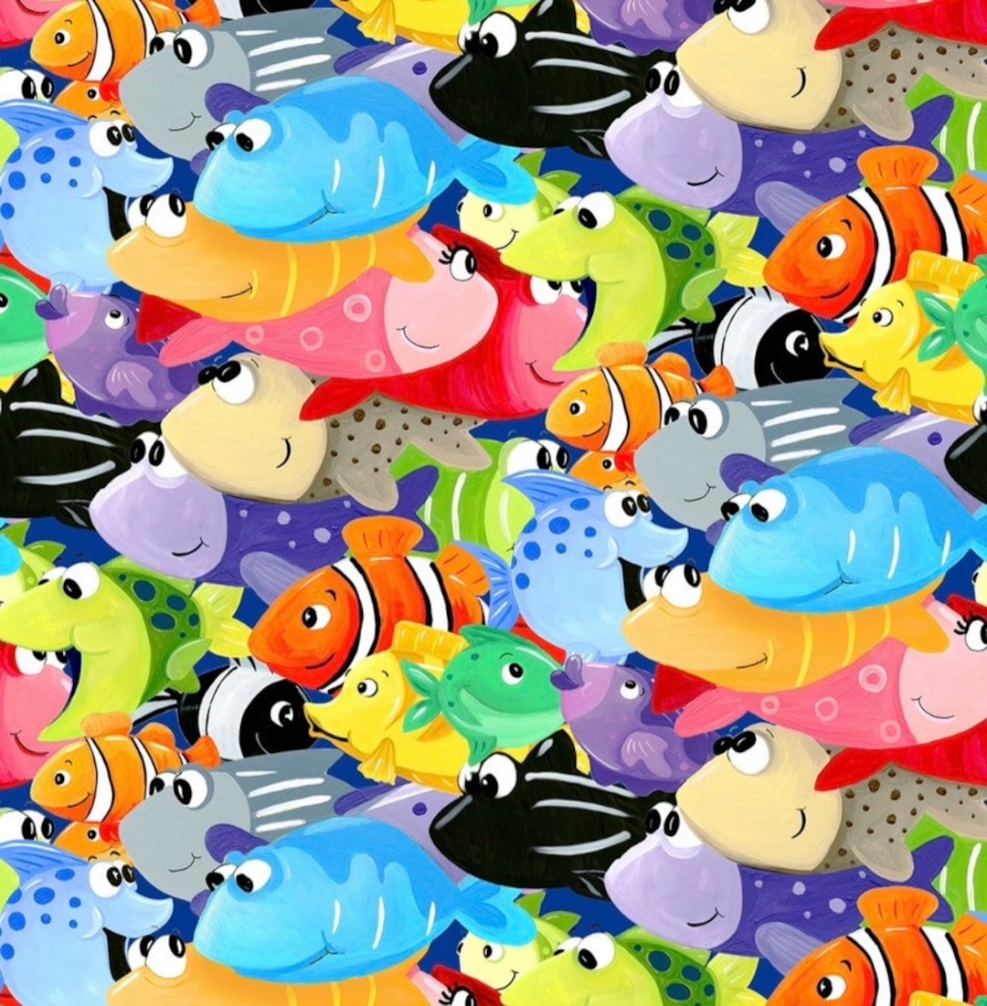 Clothworks Suzybee Under the Sea Digital Allover Fish SB20420-99C ...