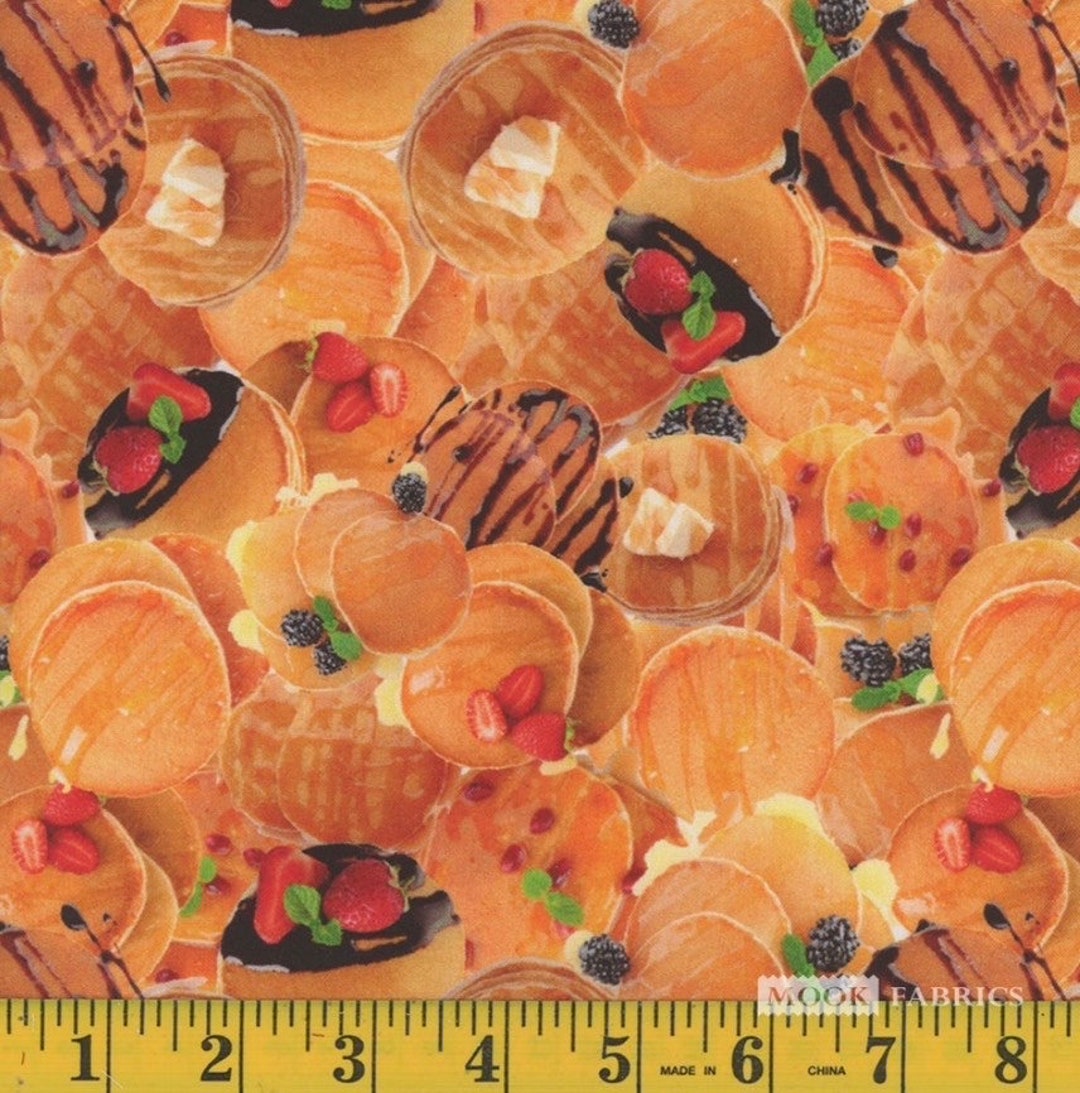 Mook Fabrics Breakfast Food Pancakes 127611 Cotton Fabric by the Yard ...