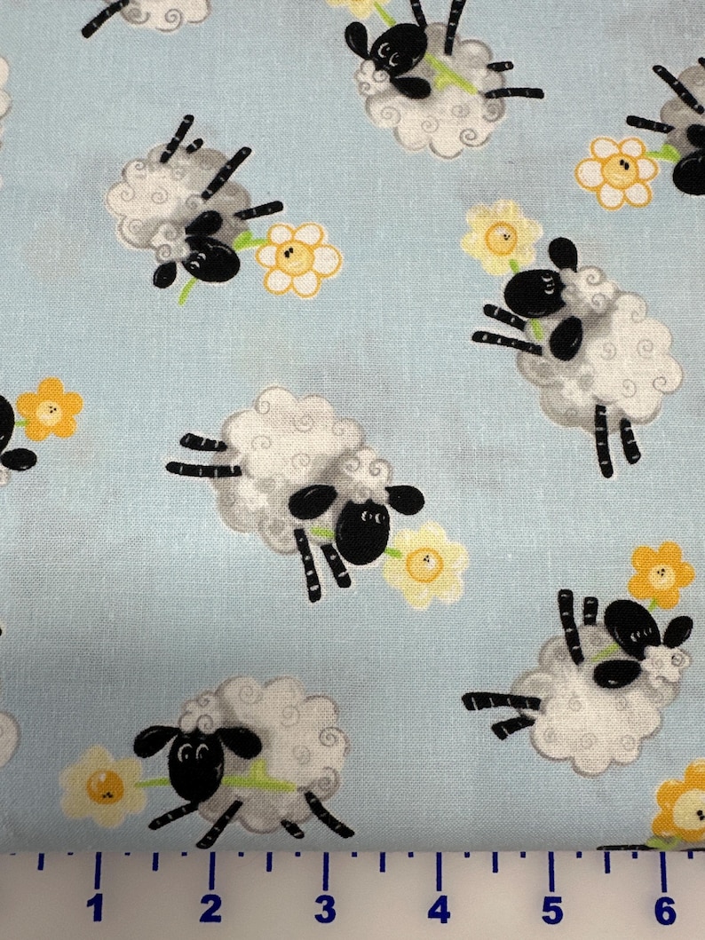 Clothworks Suzybee Lewe the Ewe Mini Tossed Allover Sheep on Blue ...