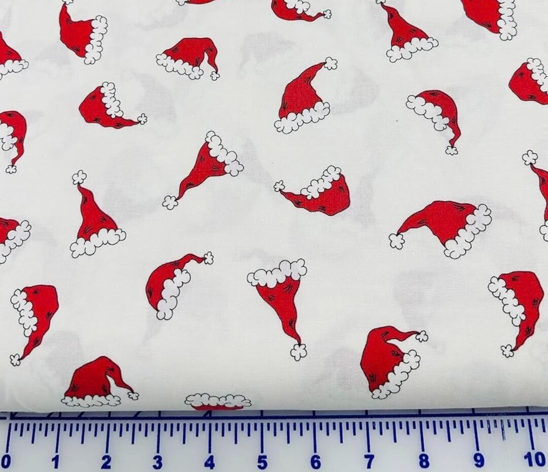Riley Blake C13533 Christmas With Scaedy Cat Tossed Santa Hats Cotton ...