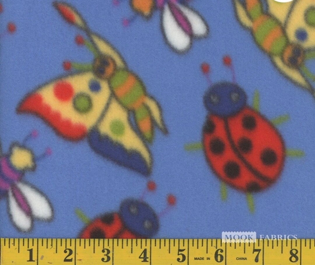 FLEECE Mook Polar Fleece Ladybug Blue 100% Polyester Fabric - Etsy