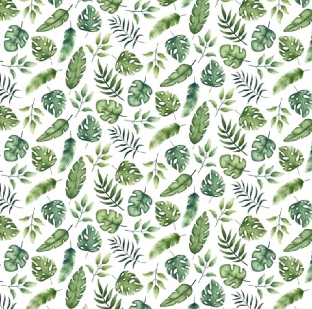 Northcott Wee Safari 25645 10 White Leaf Toss Cotton Fabric - Etsy