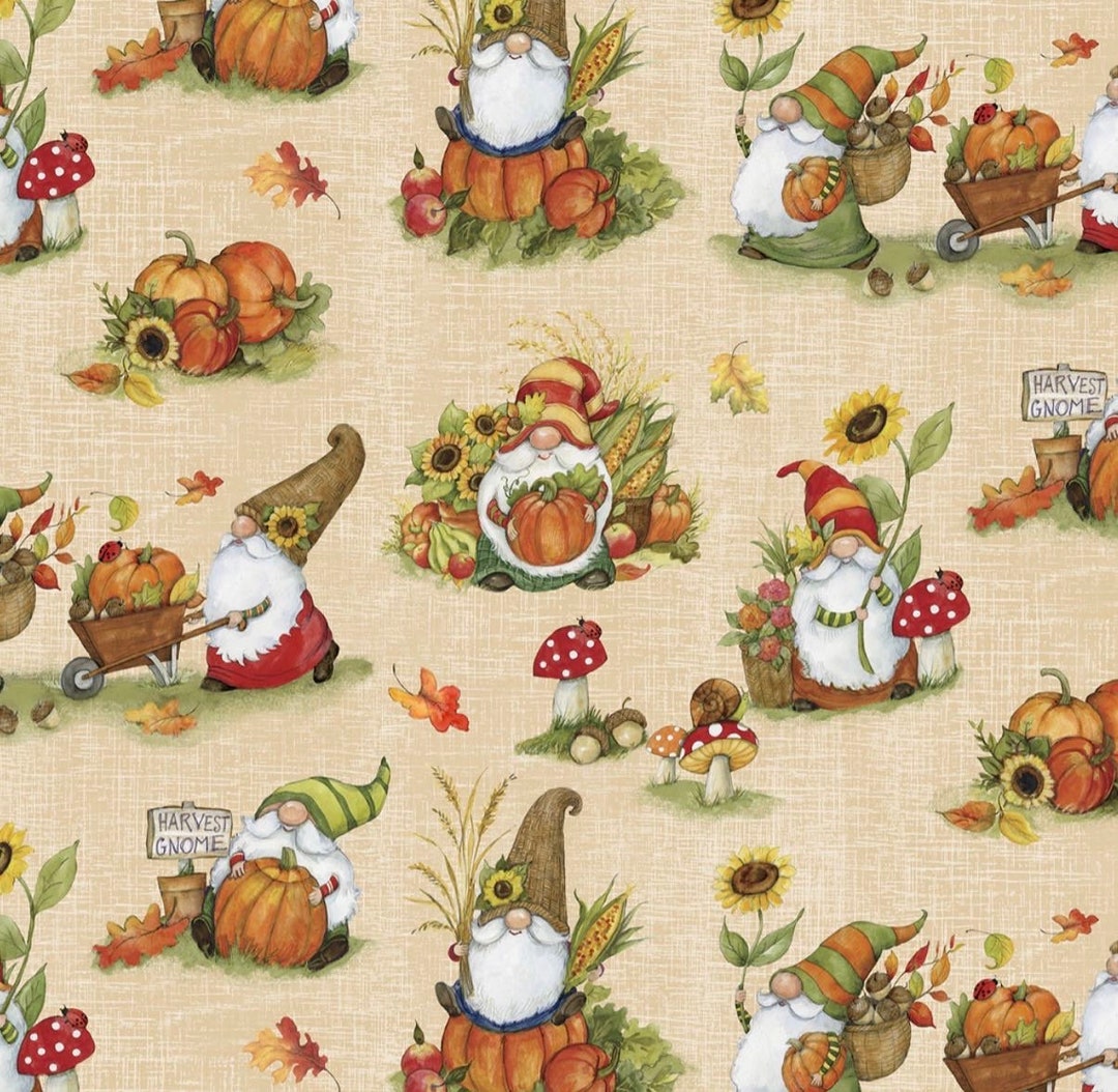 Wilmington Prints Gnomekin Patch Cream Gnomes All Over 39845-282 Cotton ...