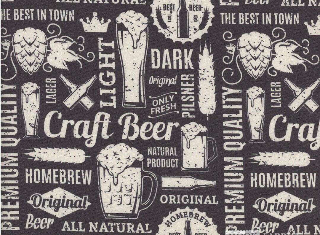 Mook Fabric Retro Craft Beer Words Cotton Fabric - Etsy