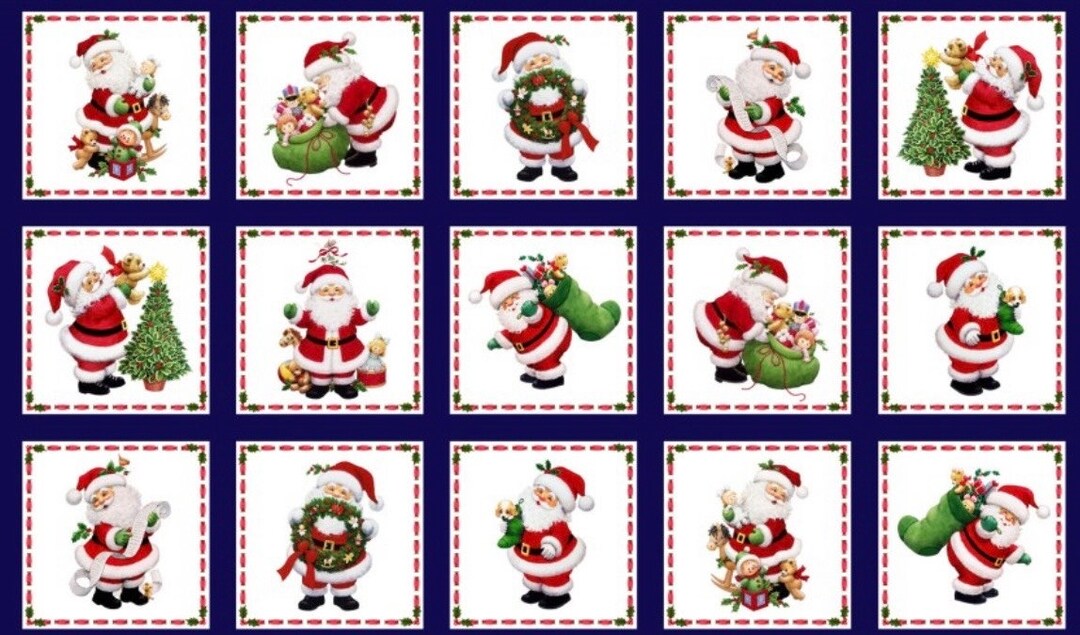 Elizabeth’s Studio Santas List Santas Blocks Midnight Blue ELS4129-MID ...