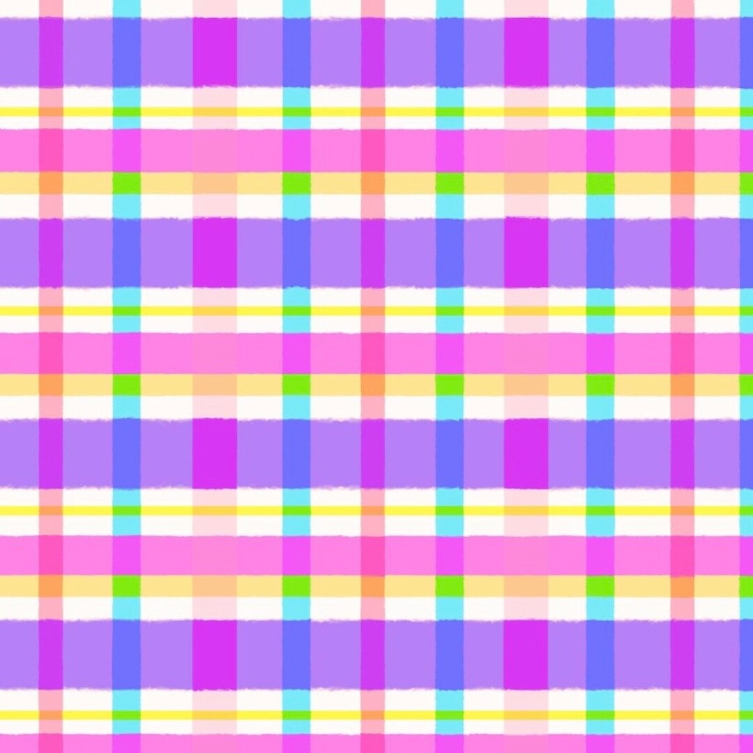 Clothworks Multi Colored Plaid Unicorn Love 100% Quilt Shop Cotton ...