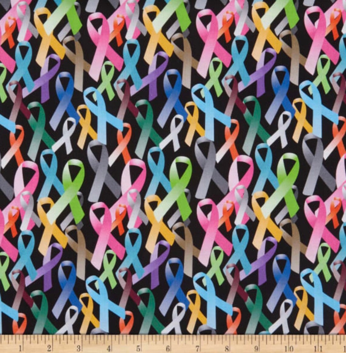 Mook Fabrics Multi Colored Cancer Awareness Ribbons 100% Quilt - Etsy