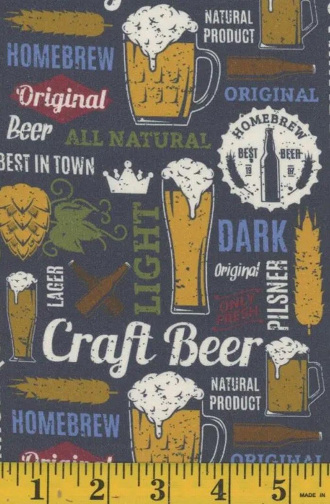 Mook Fabric Retro Craft Beer Words Cotton Fabric 114803 Color - Etsy