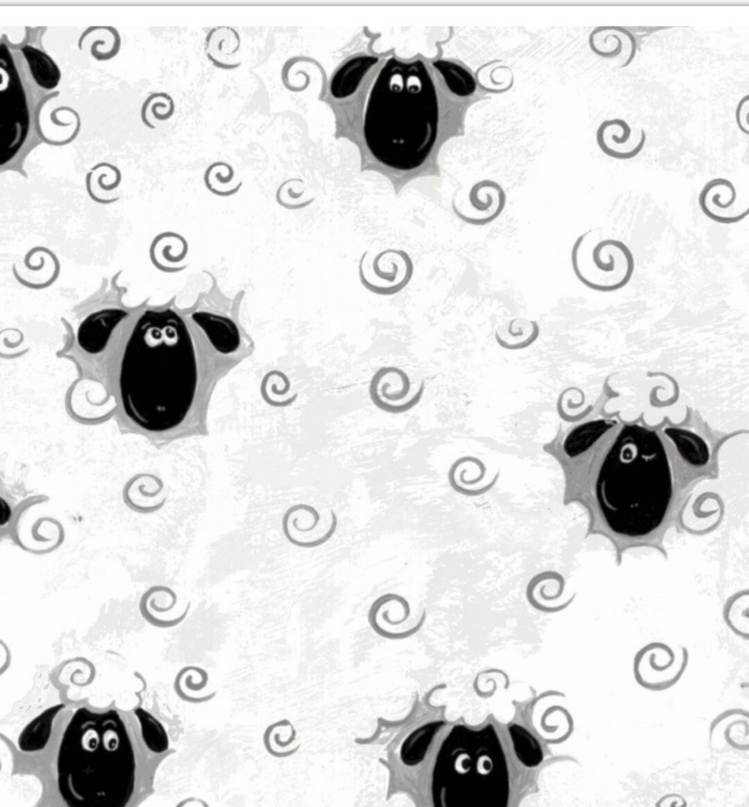 Clothworks Suzybee Lal the Lamb Allover Sheep WSBSB20051-100 White ...